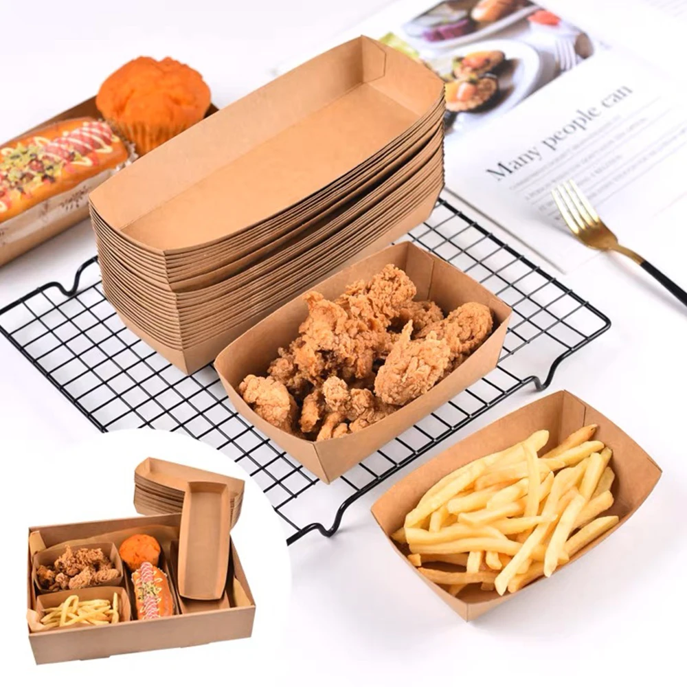 New Design Kraft Paper Boat Box Snack Food Packaging Board Paper Box ...