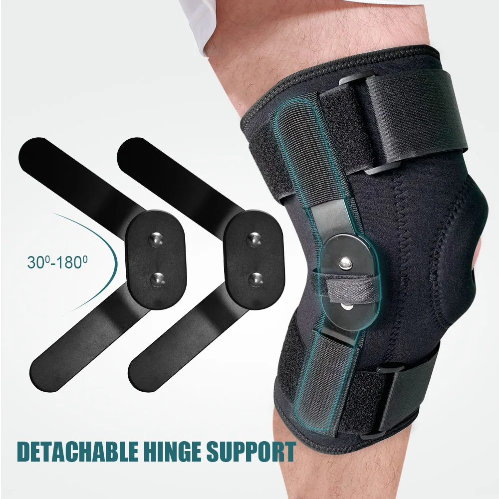 Hinged Knee Brace with Side Stabilizers - Adjustable Neoprene ...