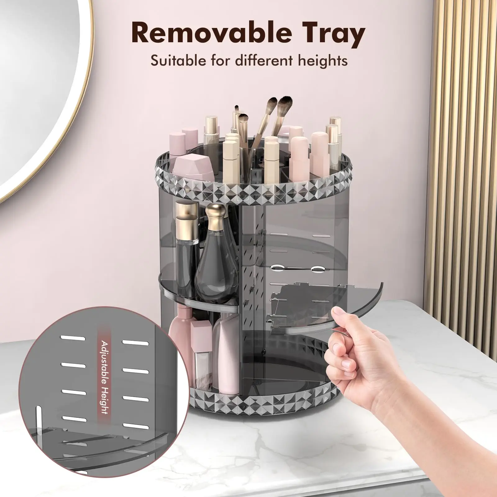 Rotating Makeup Organizer Spinning Skincare Organizers Adjustable Layer ...