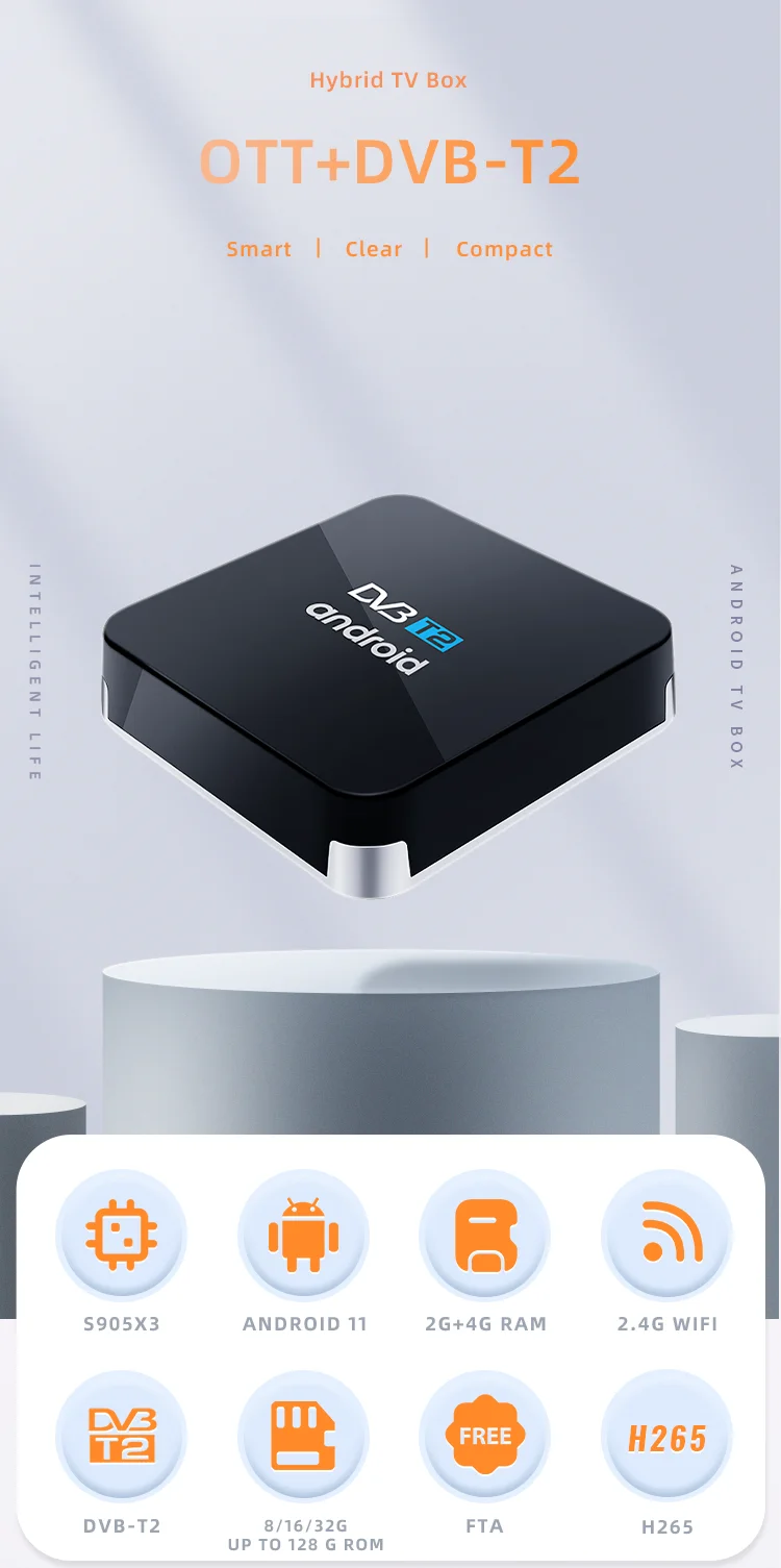 Hybrid Tv Box Ott+dvb T2 Android 11 Tv Receiver Amlogic S905x4 Hybrid ...