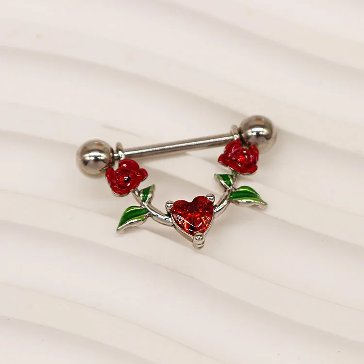 Gaby Gothic Surgical Stainless Steel Boobs Nipple Rings Sexy Rose Custom Nipple Studs Breast ...