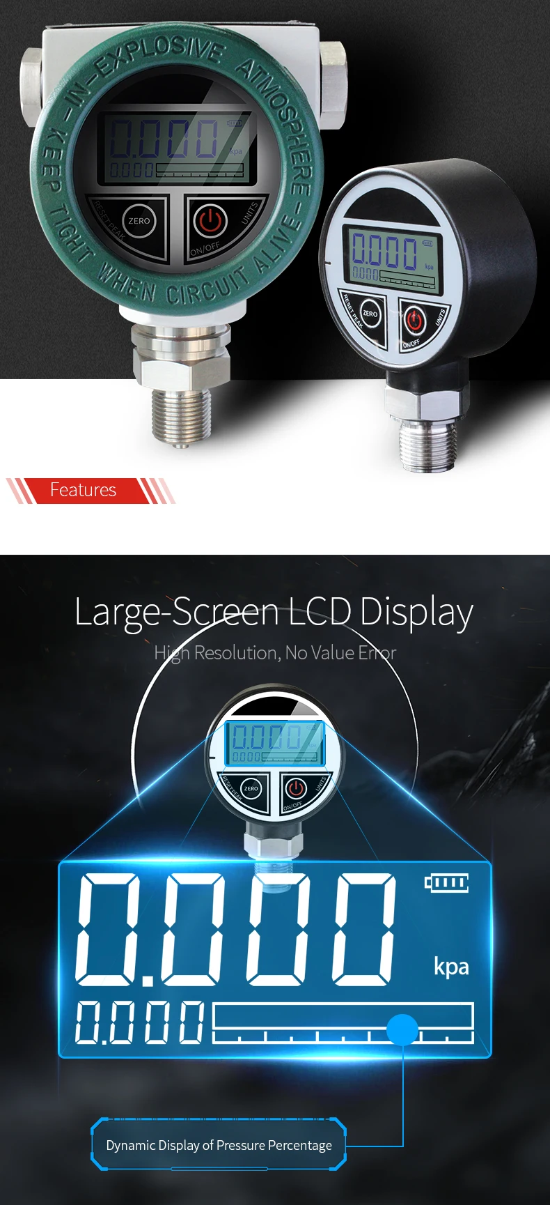 High Pressure Gauge Digital Vacuum Manometer - XYT METER