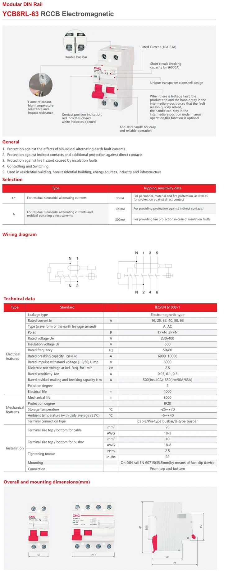 6ka 32a 32 Amp 40a Elcb 4p Residual Current Circuit Breaker Rccb - Buy ...