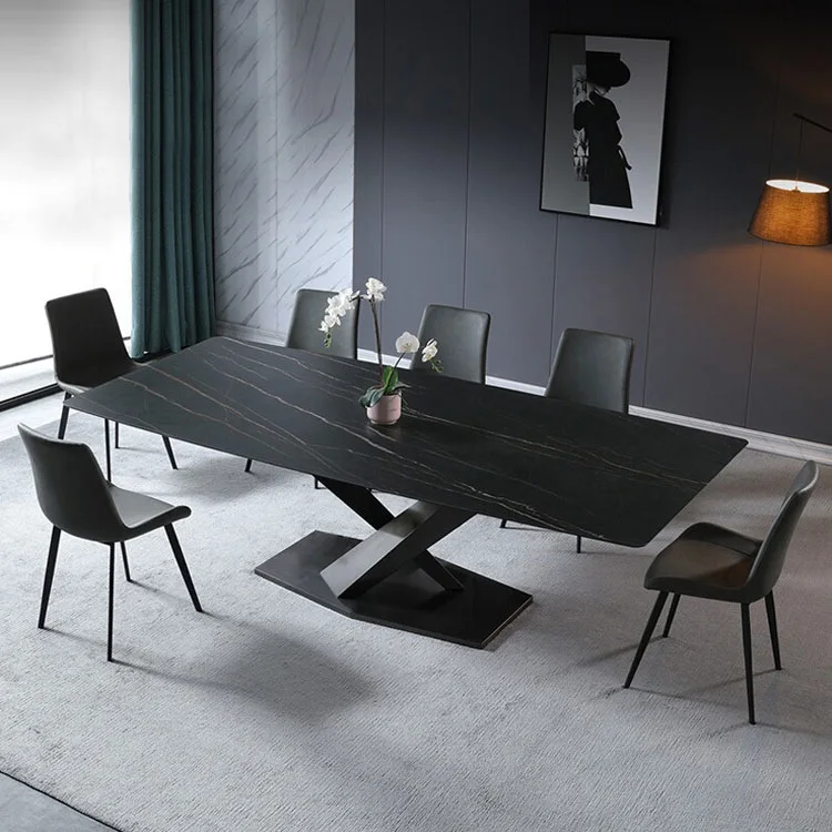 Y Shape Modern Furniture Easy Clean Metal Leg Dinning Table Stone Rock ...