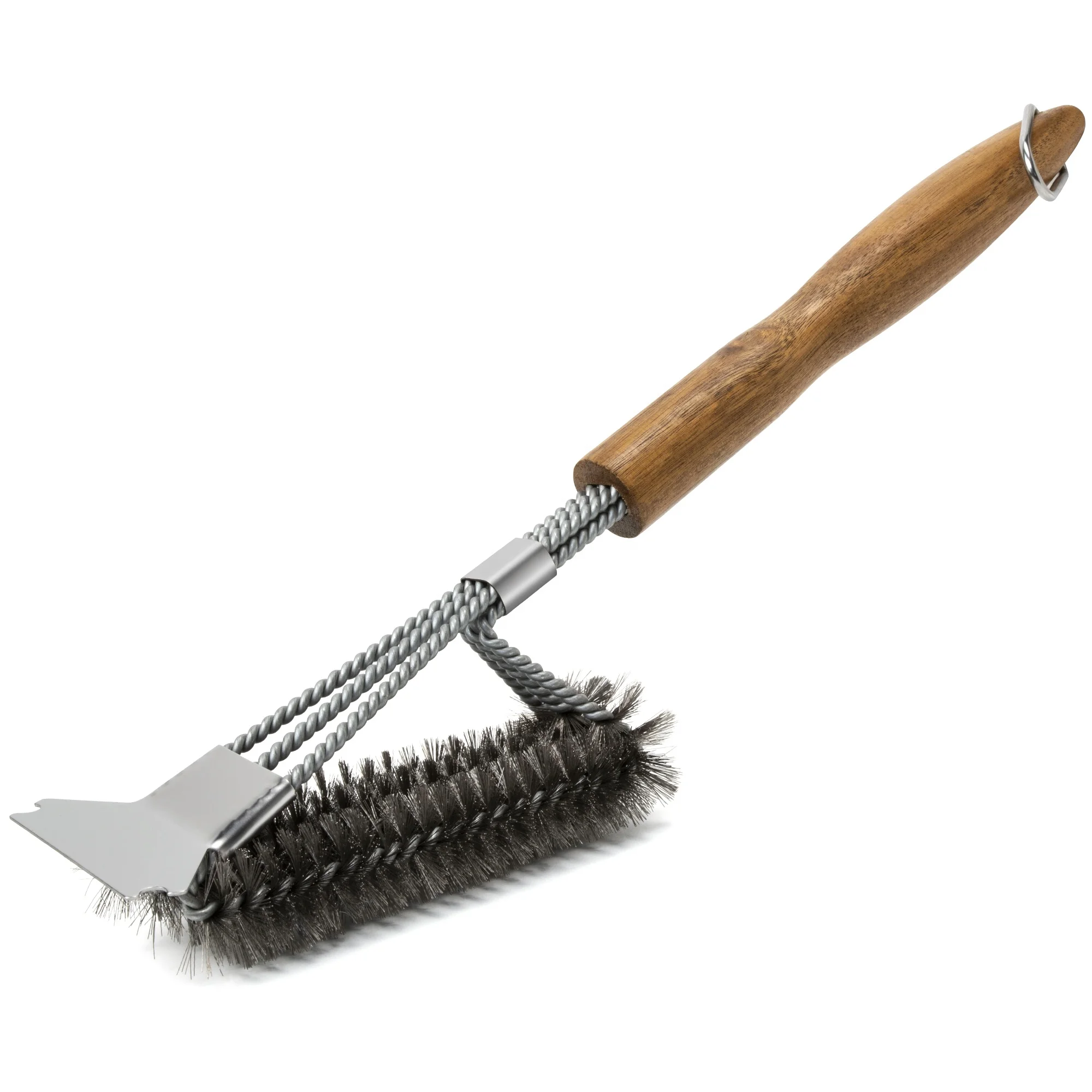 Factory Direct Supply Rosewood Handle with Scraper 2 in 1 Grill Brush ...