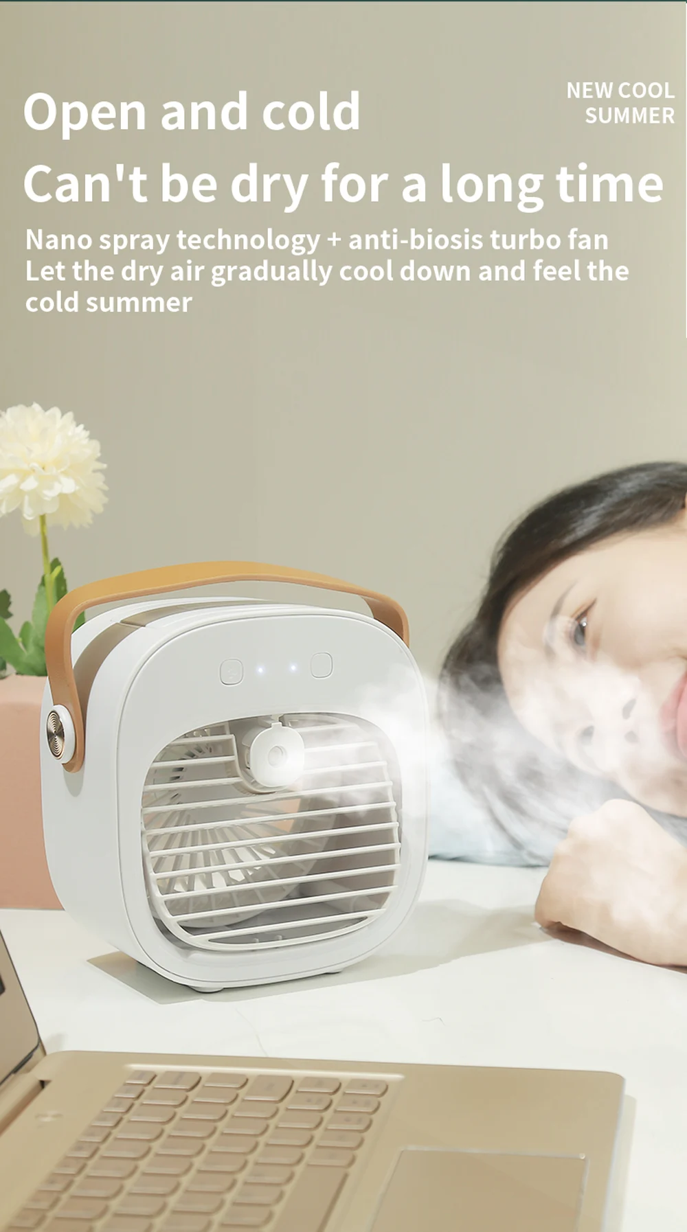 Water Mist Fan Portable Rechargeable Humidifier Air Cooling Fan ...