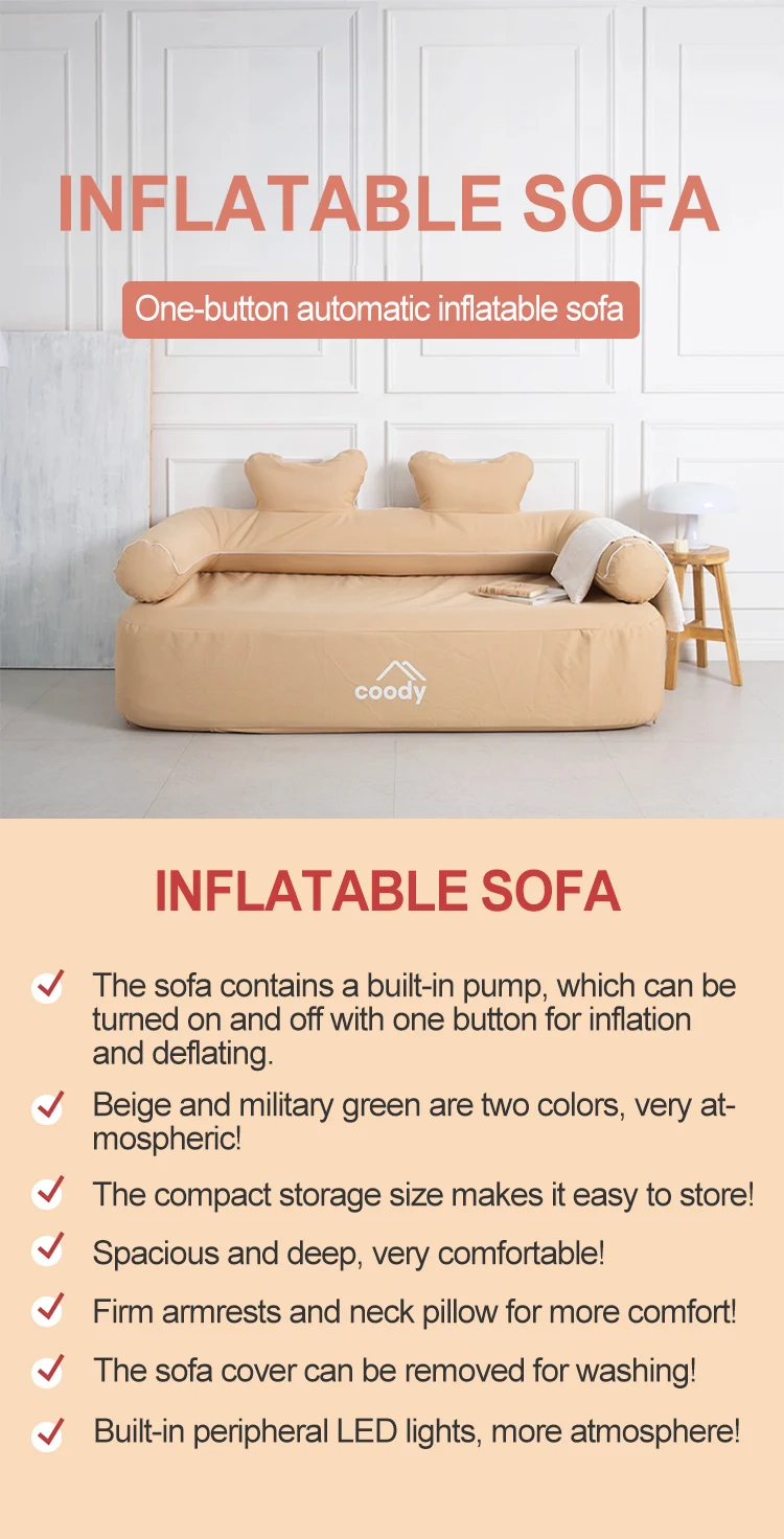 Hot Sale Coody Inflatable Camping Sofa Cushion Chair Modern Design for ...