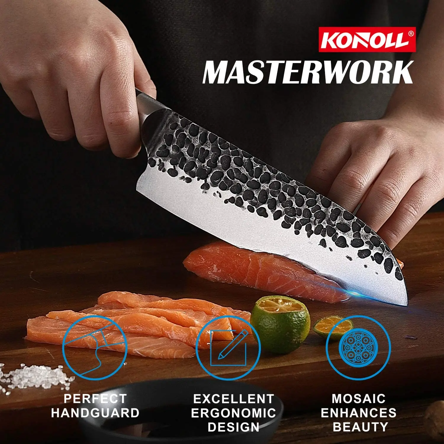KONOLL Luxury Style OEM/ODM Wooden 8pc Cooking Knife Set