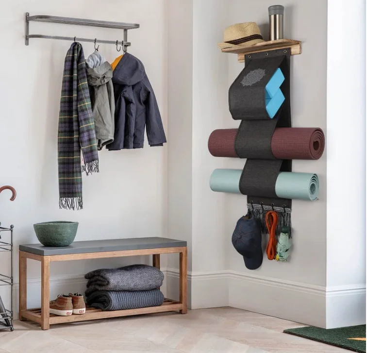 Creative Wooden Yoga Mat Support Wall Mounted Yoga Mat Storage Rack ...