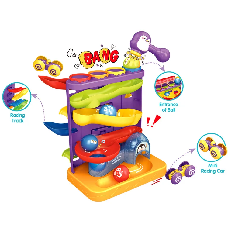 Hammer and Ball Drop Toys DIY Kid Baby Plastic Toy Rolling Track Roll ...