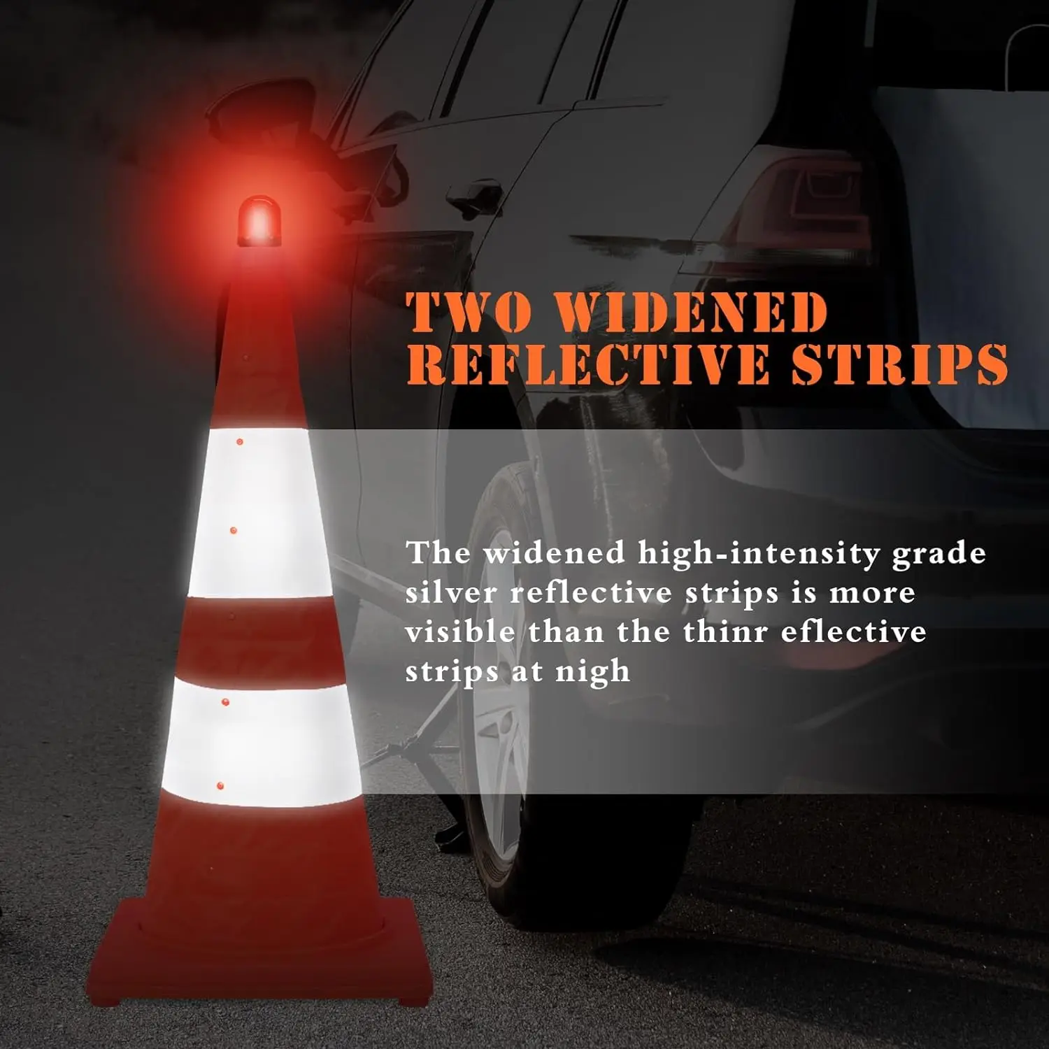 28 Inch Collapsible Traffic Cone with High Reflective Strap Multi ...