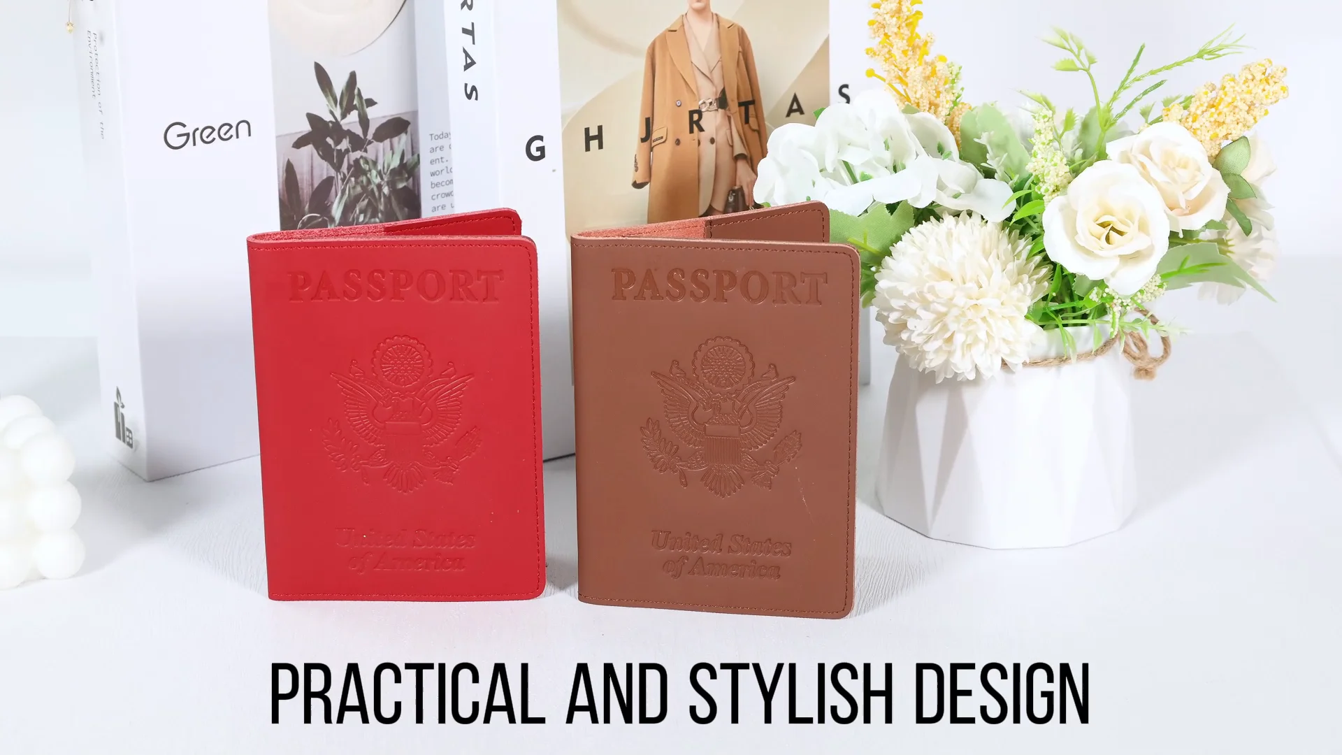 Glossy Red Men Genuine Leather Passport Cover Travel Passport Holder ...