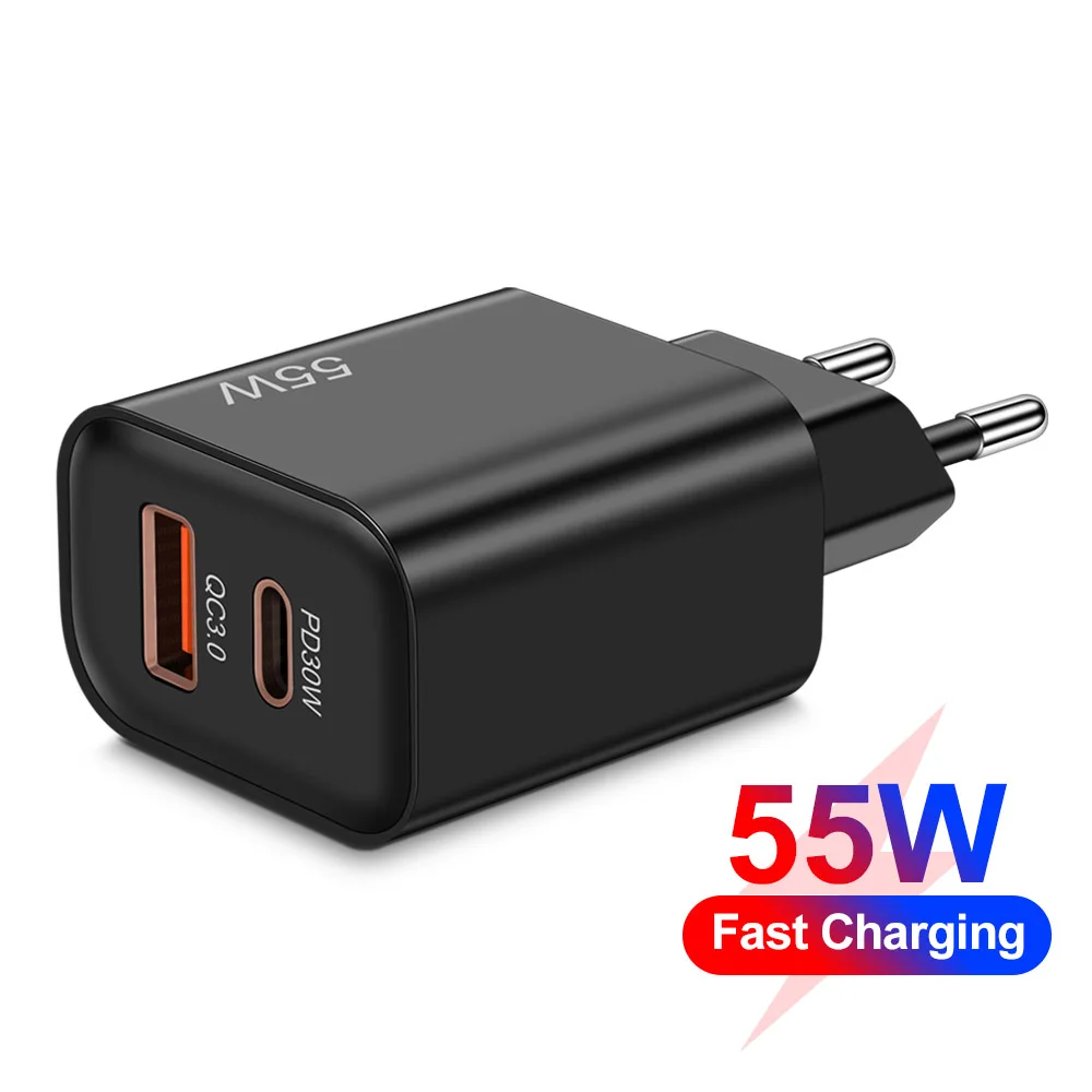 Custom Uk Us Eu Plug Home Use Dual Usb Port 5v 3a 55w Fast Charging ...