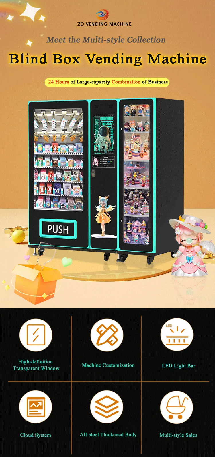 Labubu ZD High Revenue Smart Locker - Automatic Nail Blind Box Vending ...