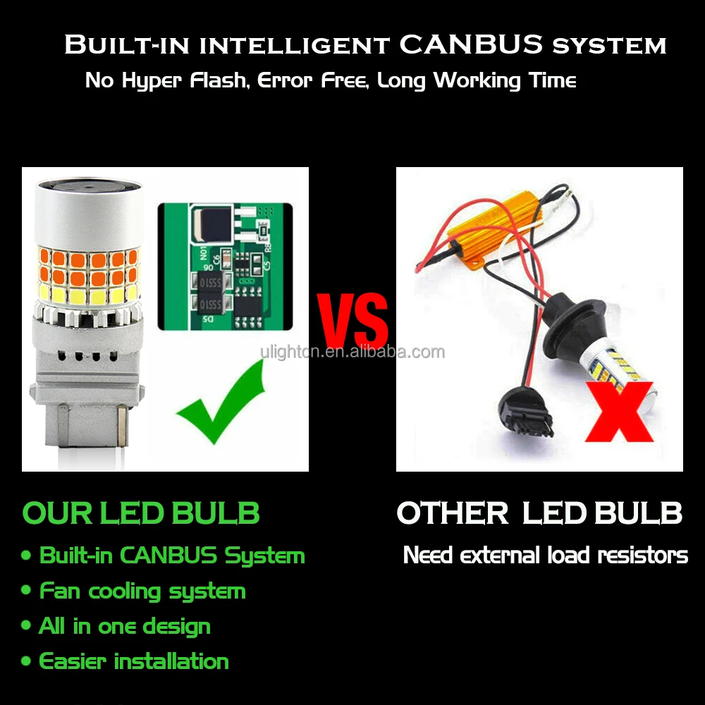 Canbus Anti Hyper Flash 3057 3157 7443 1157 Dual Color Switchback Led ...