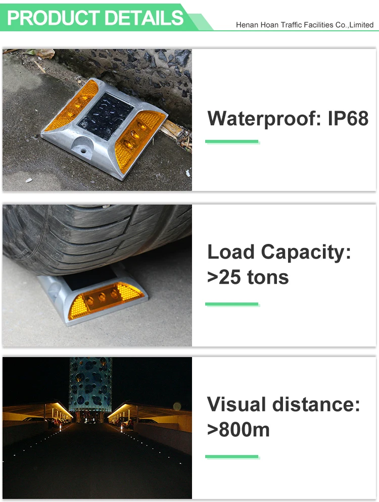 Aluminum Double Or Single Sided Solar Led Cat Eye With Reflectors Solar ...