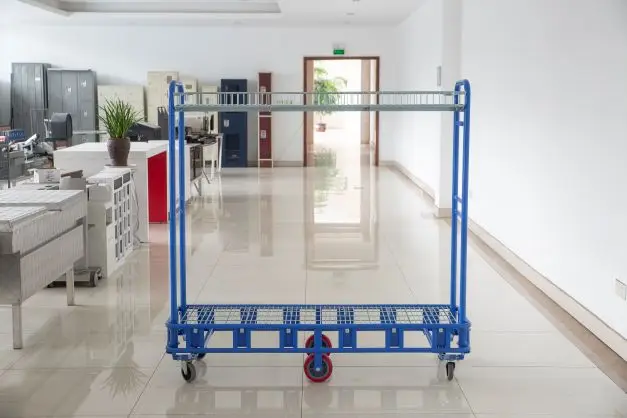 Warehouse Storage Cart Steel Trolley Roll Container 6 Wheels Platform ...