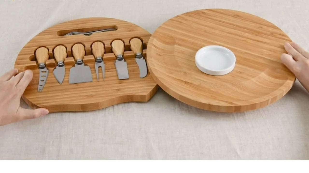 Bamboo Cheese Board Cheese Board Set With Cutlery Tray Cutlery Set With ...