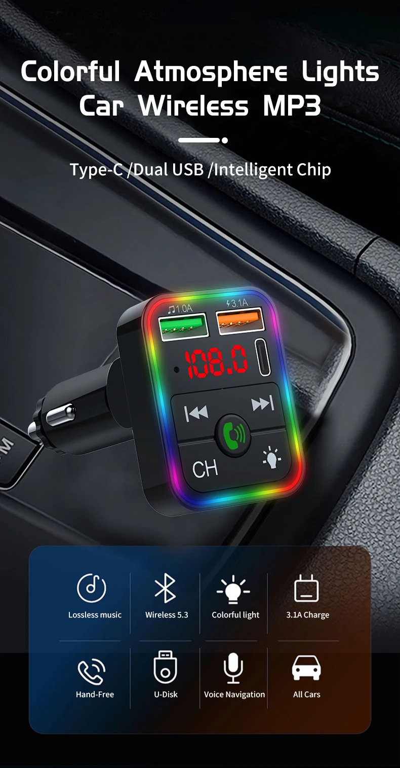 P2 Multifunction Transmisores Fm Mp3 Player Audio Music Wireless ...