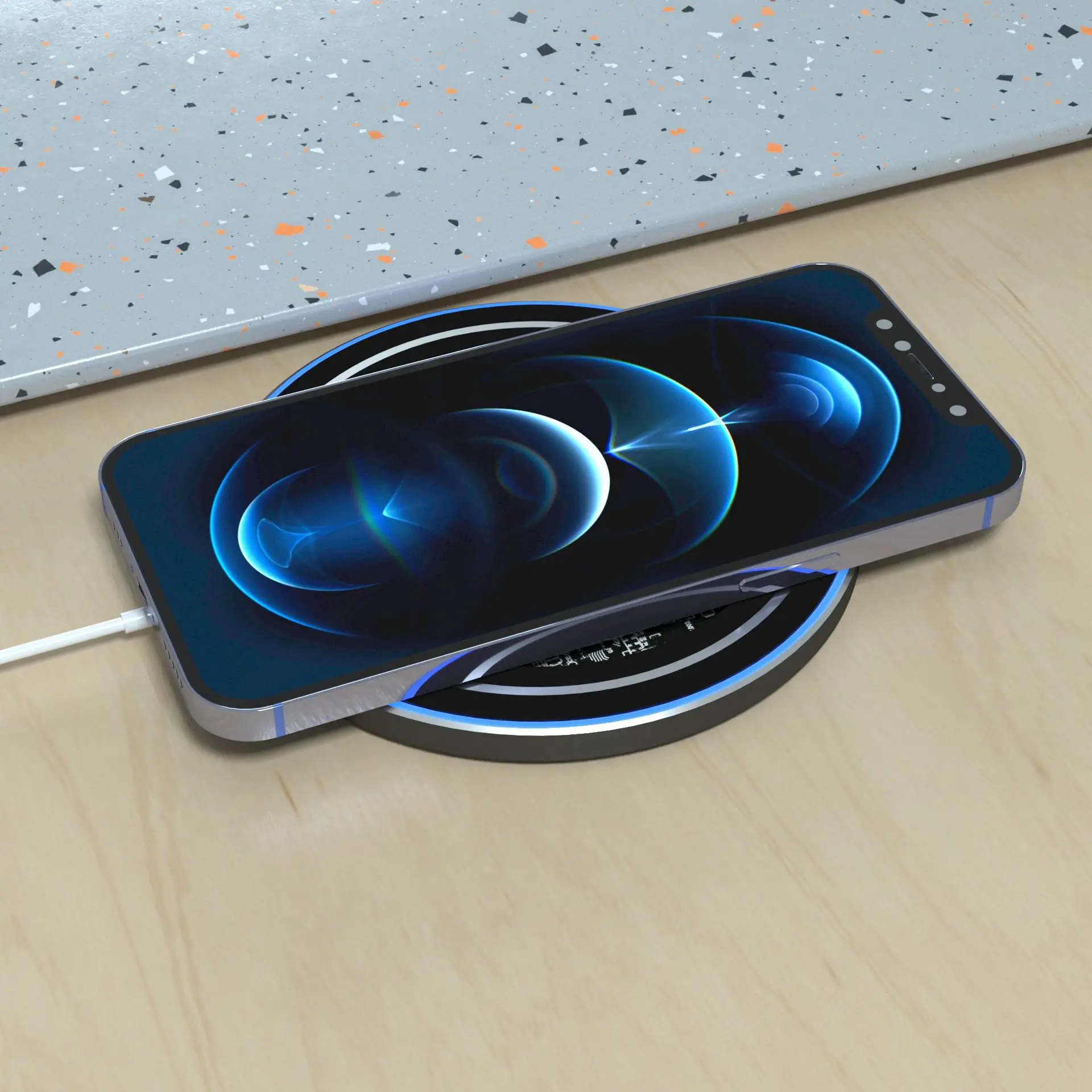 15w Fast Charging Disc Transparent Desktop Wireless Charger For Android ...