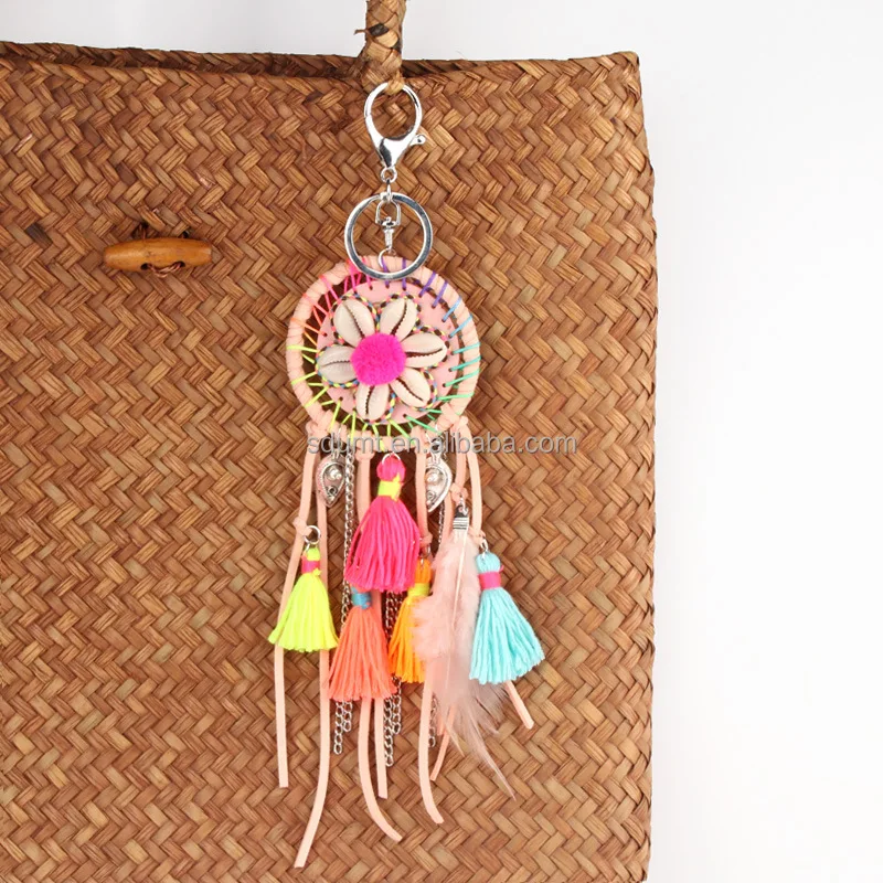Hot Sale Bohemia Shell Beach Keychain Colorful Tassel Key Chain Key ...