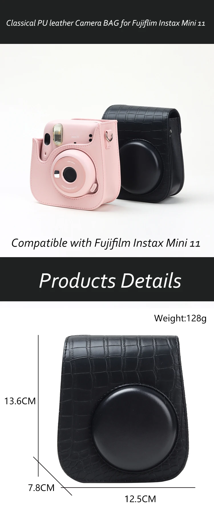 Waterproof Pu Leather Camera Backpack For Fujiflim Instax Mini 11 Case ...