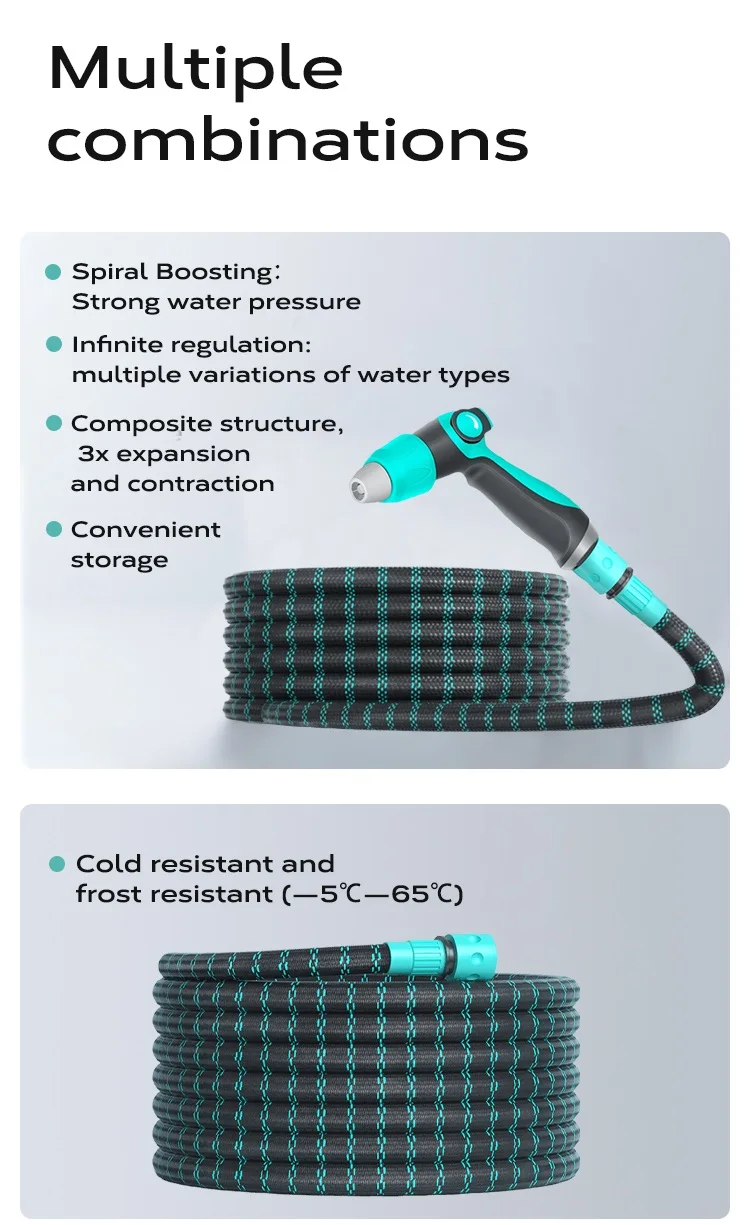 3 Times Expandable Extensible Garden Hose with Water Nozzle Metal ...