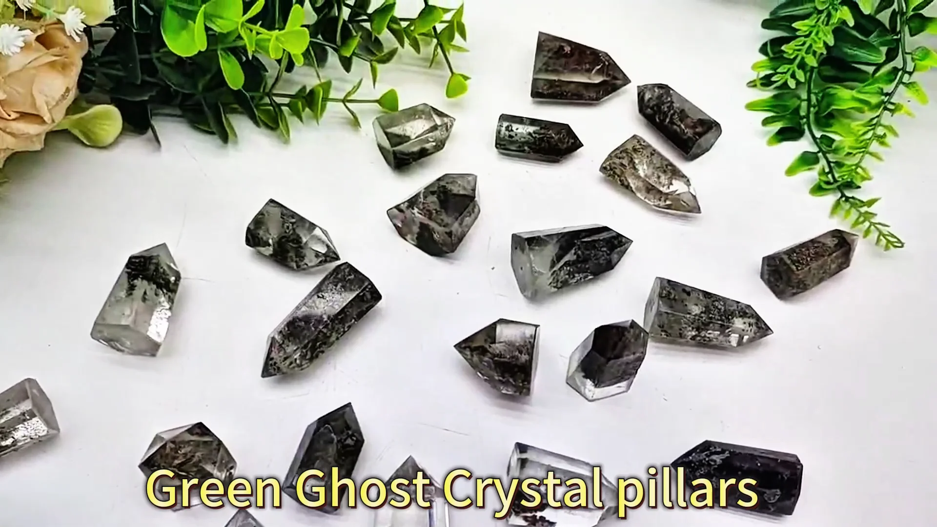 Wholesale Natural Healing Stones Points Tower Green Ghost Quartz Gemstone Crystal Pillars - Buy ...