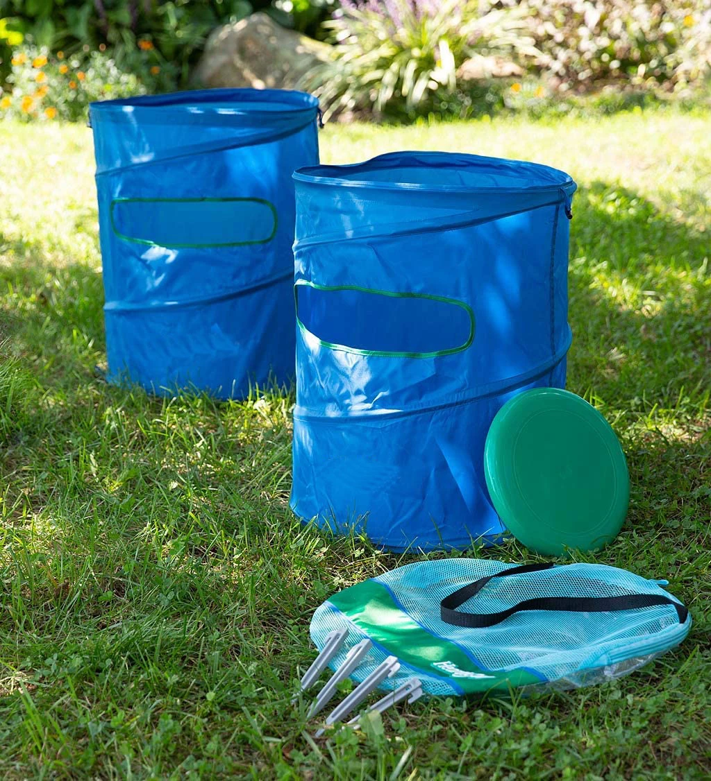 Flying Saucer Folding Disc Toss Frisby Dunk Game Set