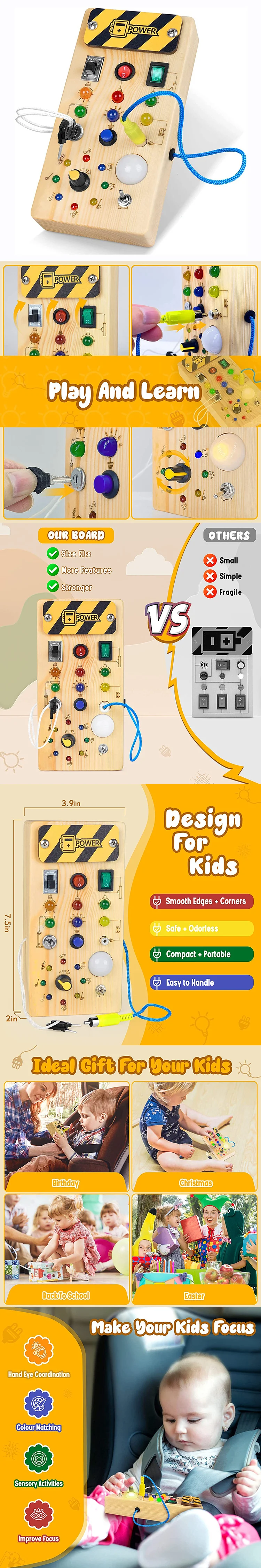 Factory Customized Wooden Activity Board Montessori Toddler Busy Board ...