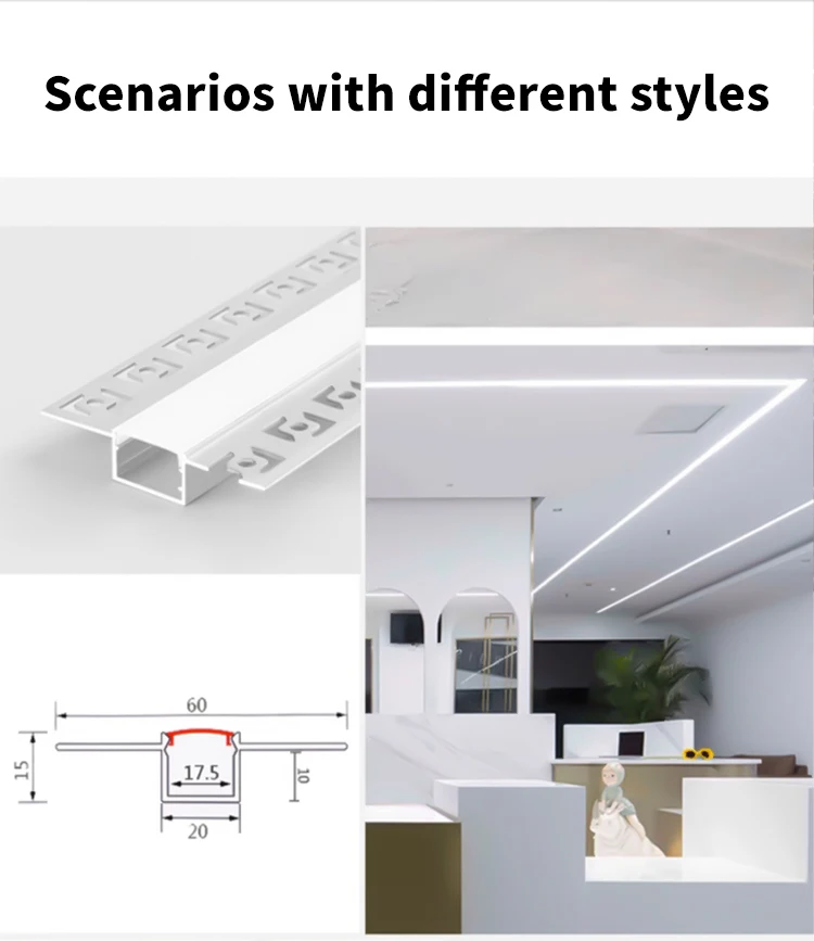 Hot Sale LED Channel Diffuser Linear Light Ceiling Plaster PC Cover ...