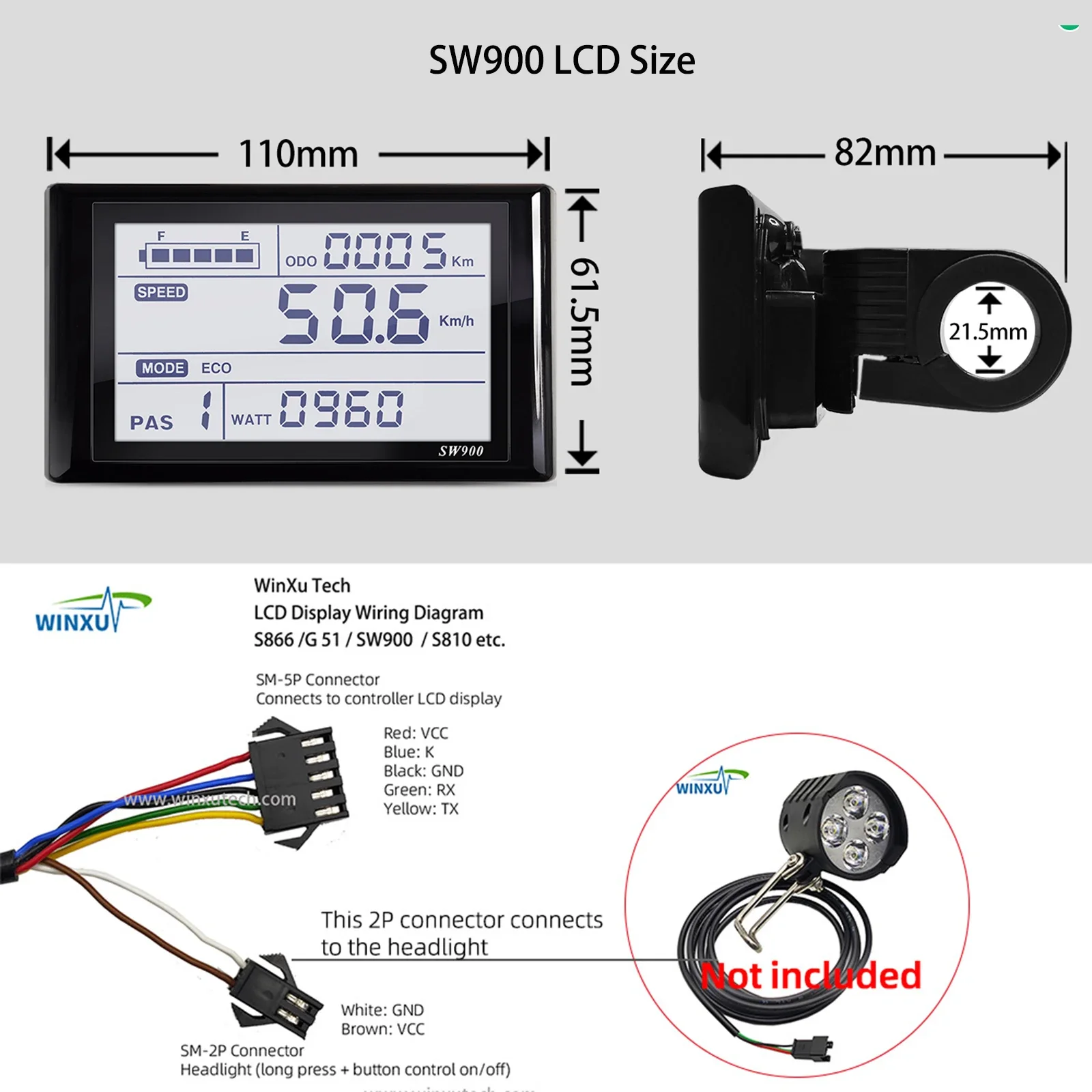 36V 48V 60V 40A Motor Drive Controller SW900 LCD Kit for Electric Bikes ...