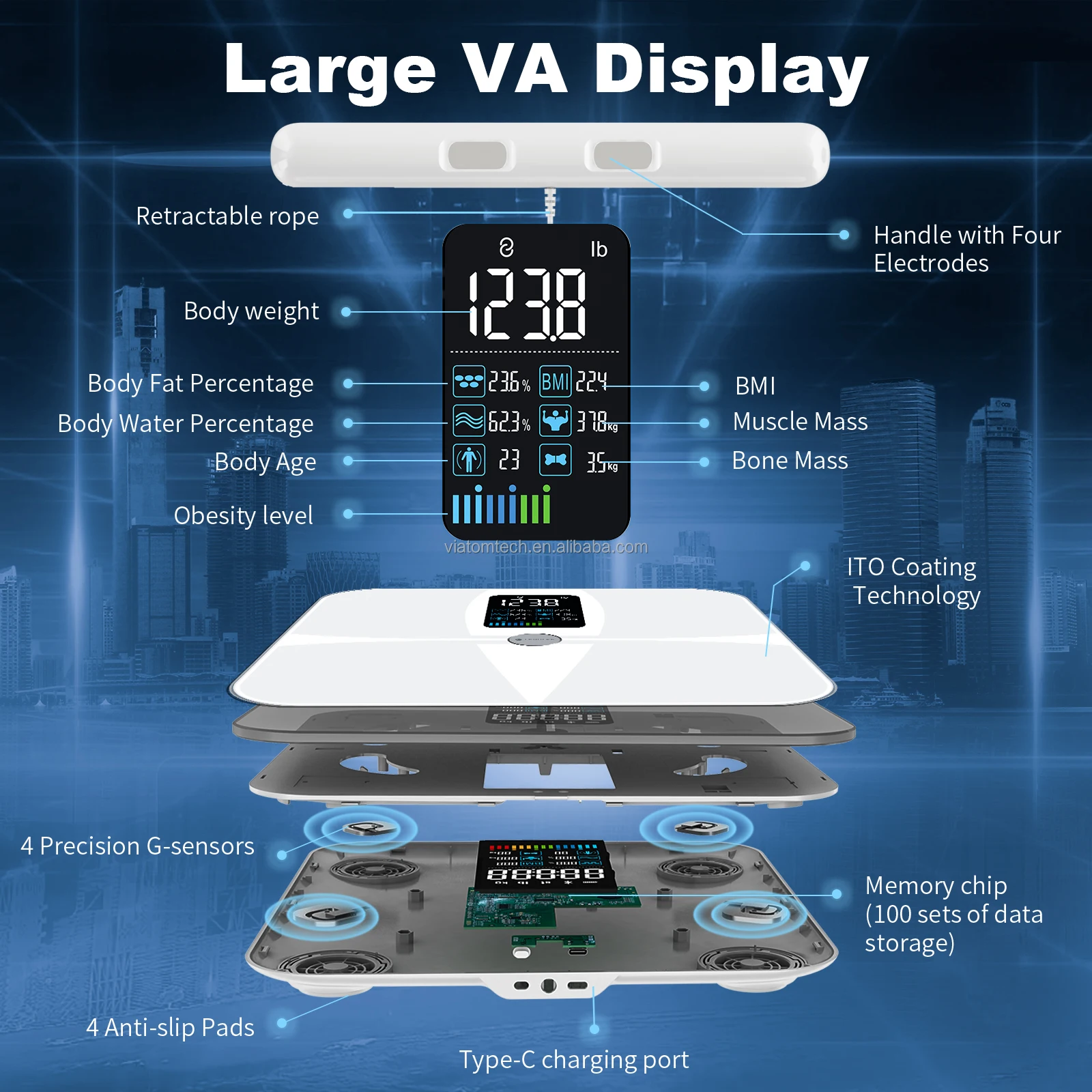 Customizable Big Va Screen Bmi Analyzer Bluetooth Scale Api Digital ...