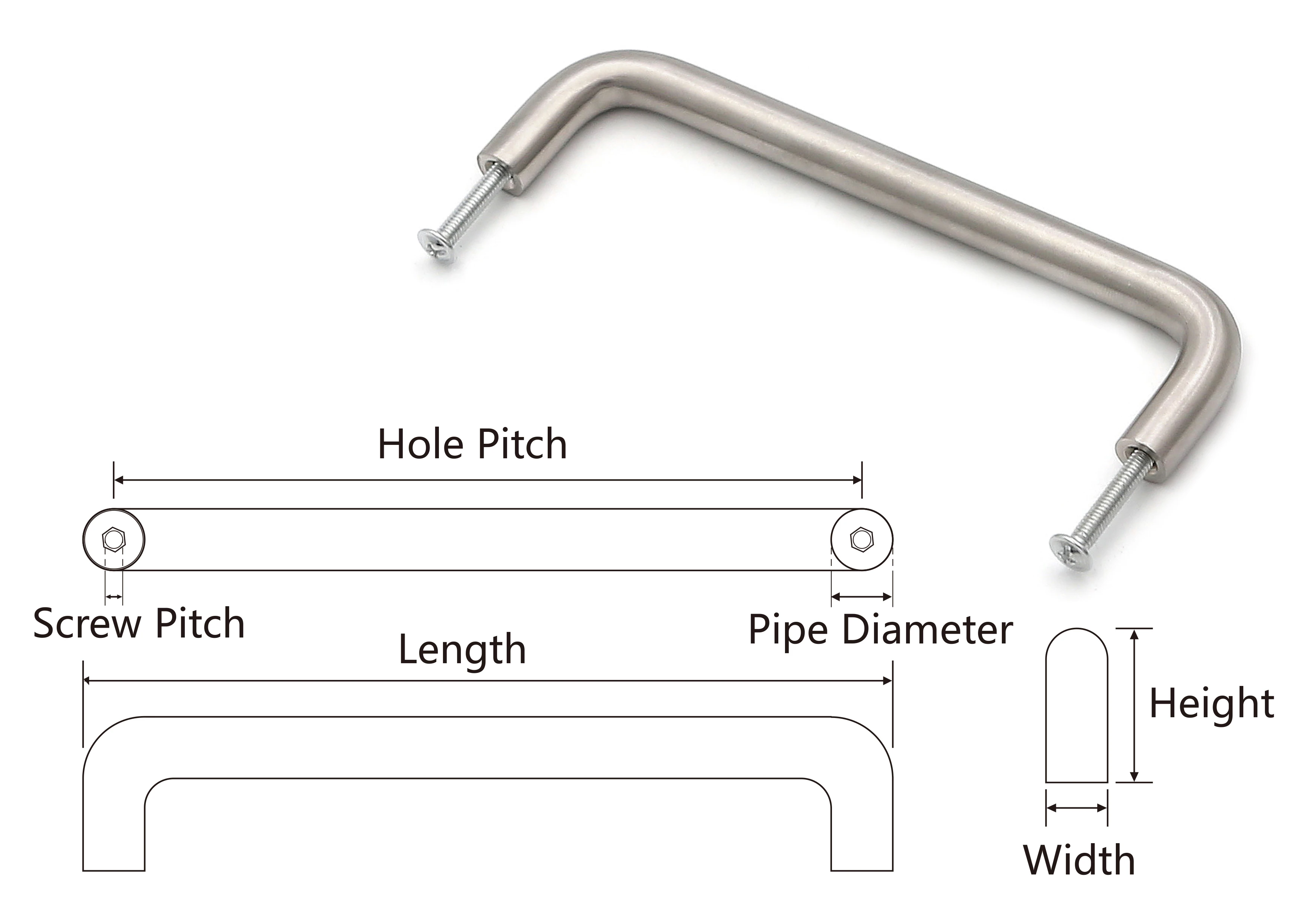Stainless Steel U-Shaped Handles for Kitchen & Furniture
