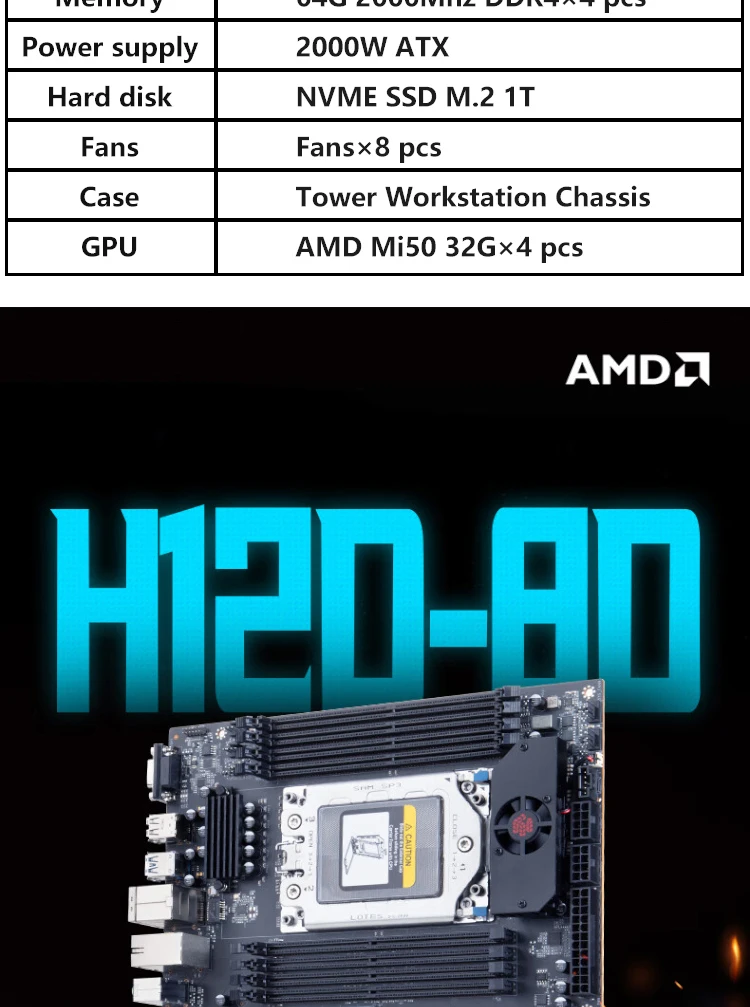 AMD EPYC 7532+Mi50 70B 64GB Tower Workstation PC 2666Mhz DDR4 24 Cores ...