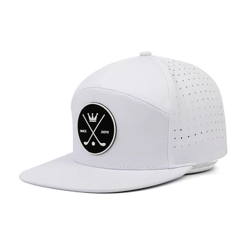 Custom Men 7 Panel Rubber Patch Water Resistant Perforated Laser Cut ...