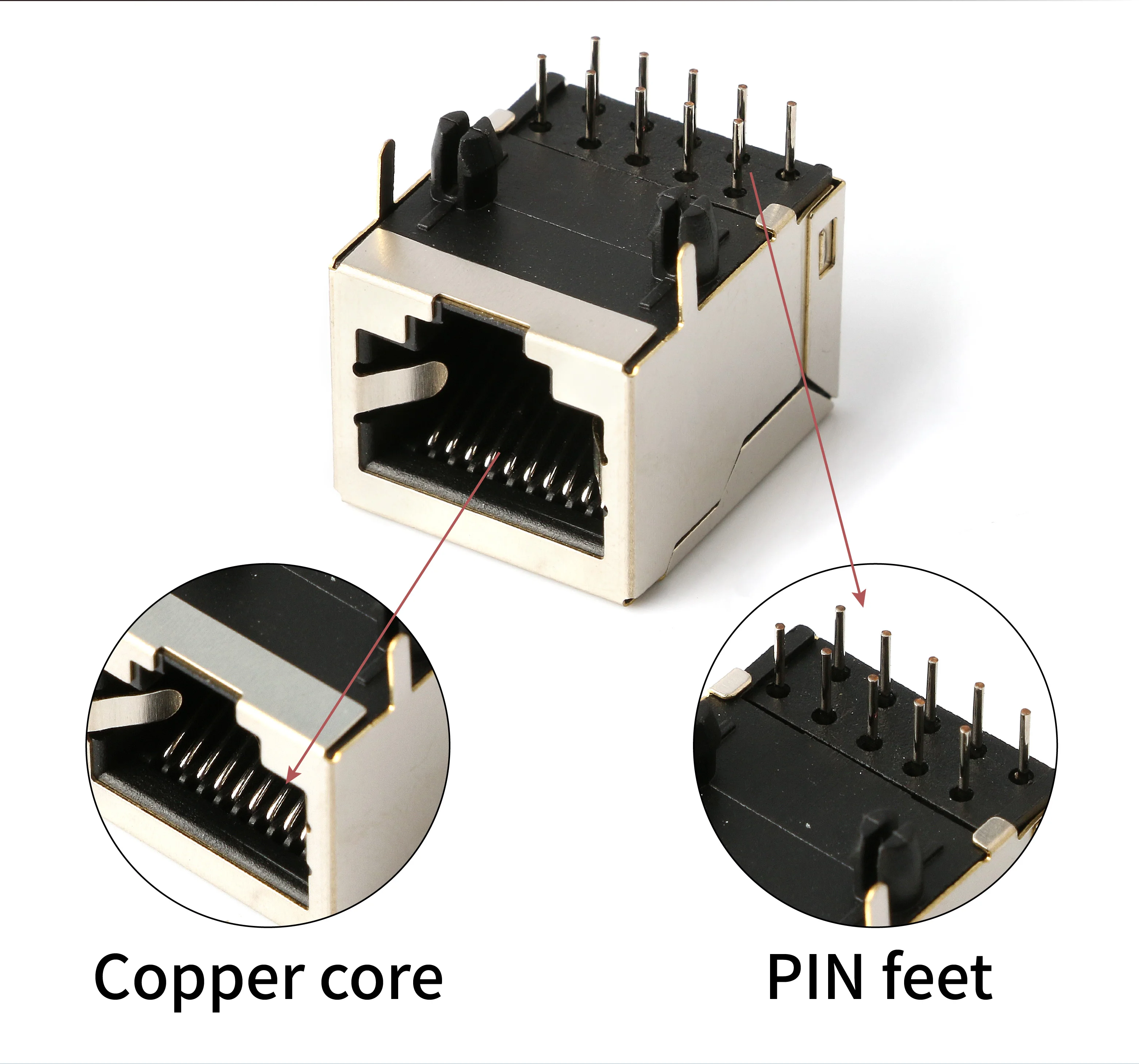 10 Pins RJ45 Female Connector for PCB | Ethernet Rj45 Connector with 1 ...