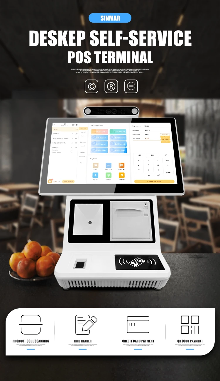 Desktop Android Touchscreen Pos Computer Cash Register Machine Smart Pos System Terminal With ...