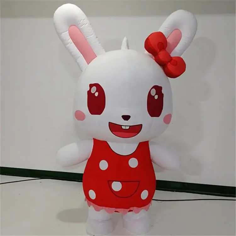 Customized Inflatable White Rabbit Costume Wearing Walking Doll Costume ...