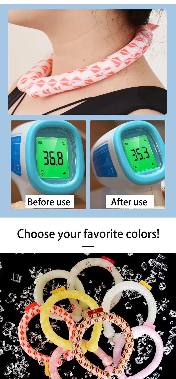 Ice Neck Wrap for Summer Cooling - Customizable PCM Rings