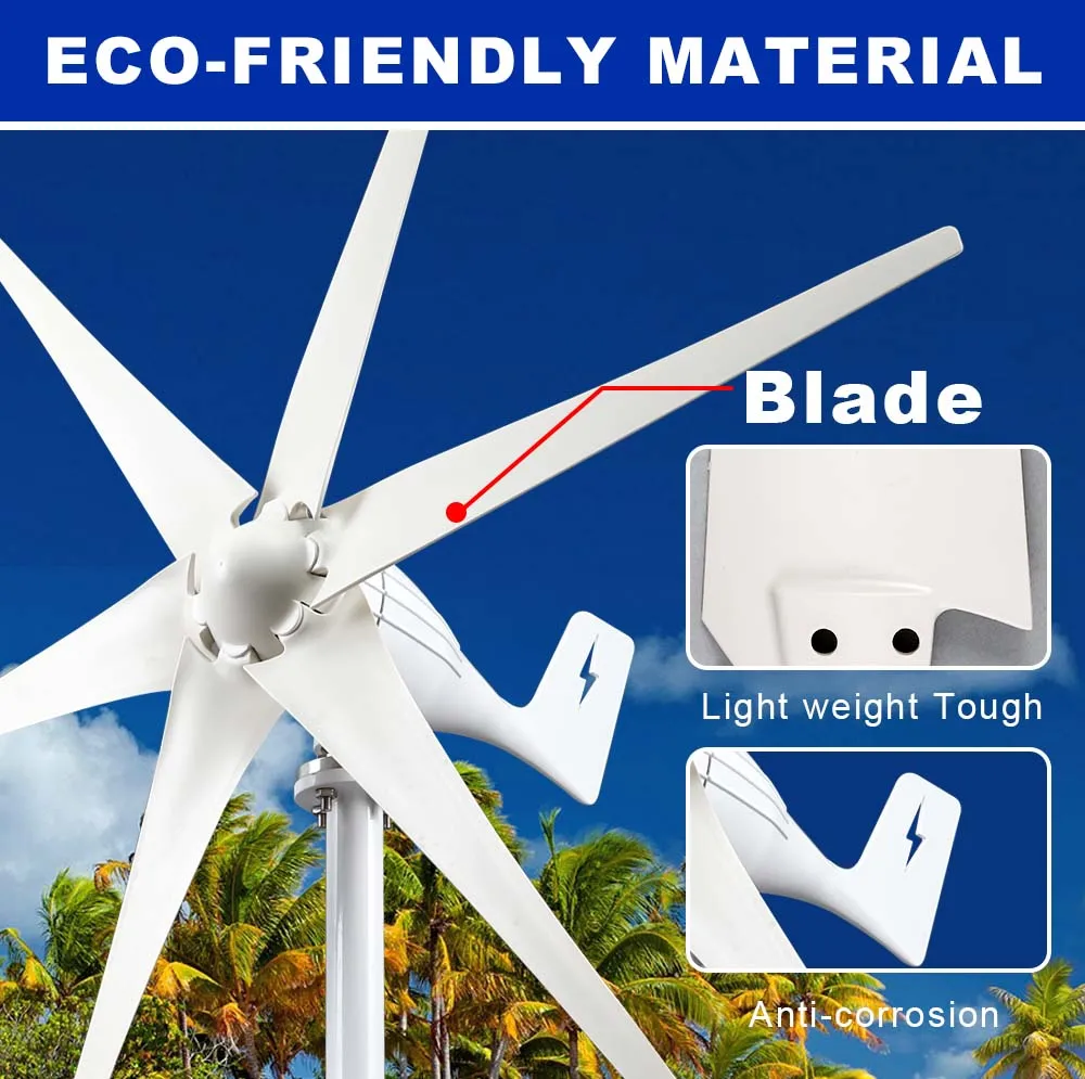 48v Horizontal Wind Turbine - 800W to 5kw Power Generation