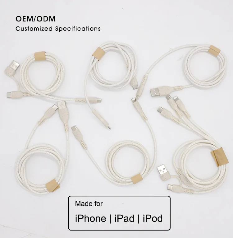 Eco-friendly Materials Biodegradable Type C To Type C Cable Wheat Straw ...