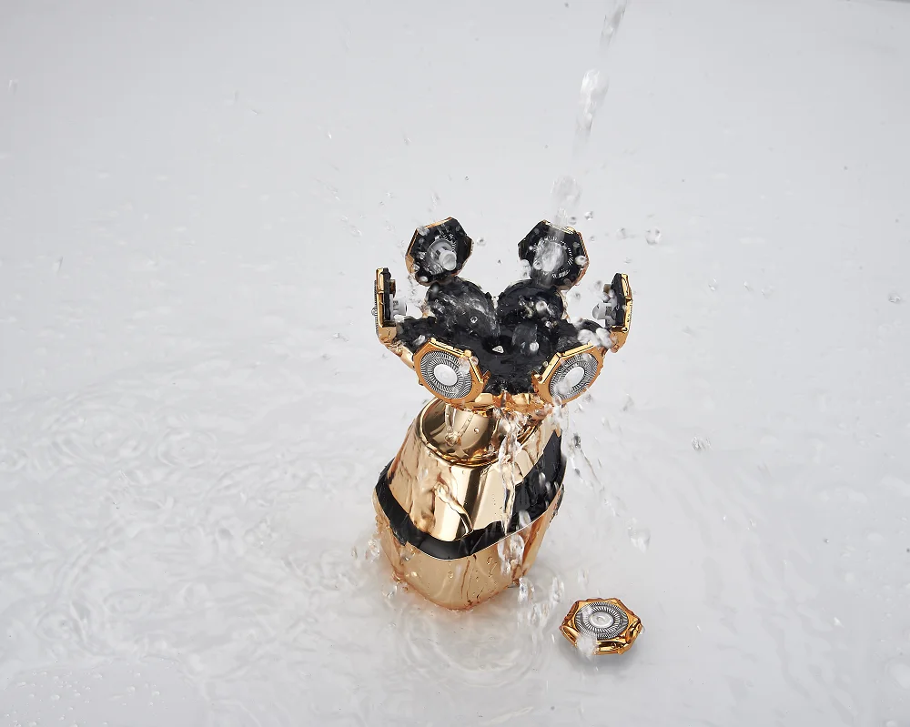 7D LCD Display Electric Razor for Men Golden Headshaver with Body and ...