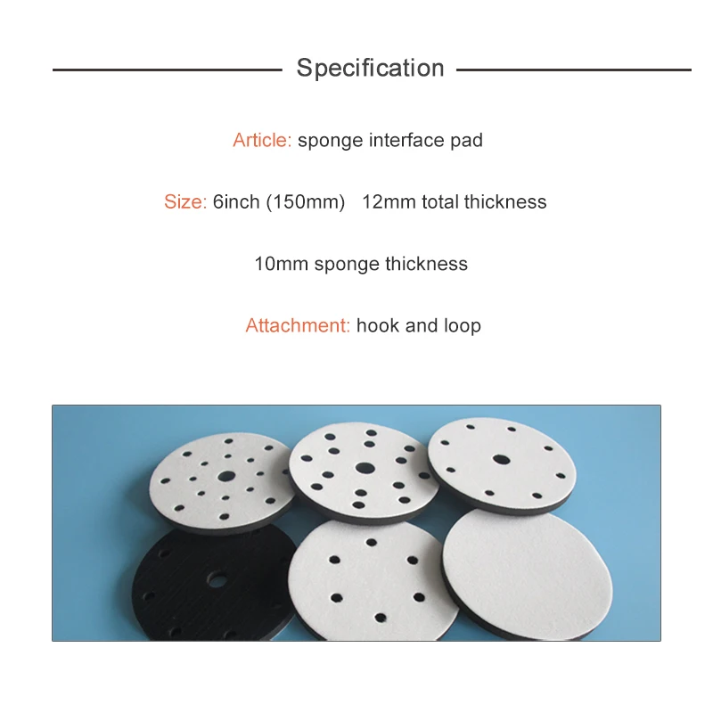 6 Inch 6 Holes Soft Buffing Pad Sponge Interface Pad For Hook And Loop ...