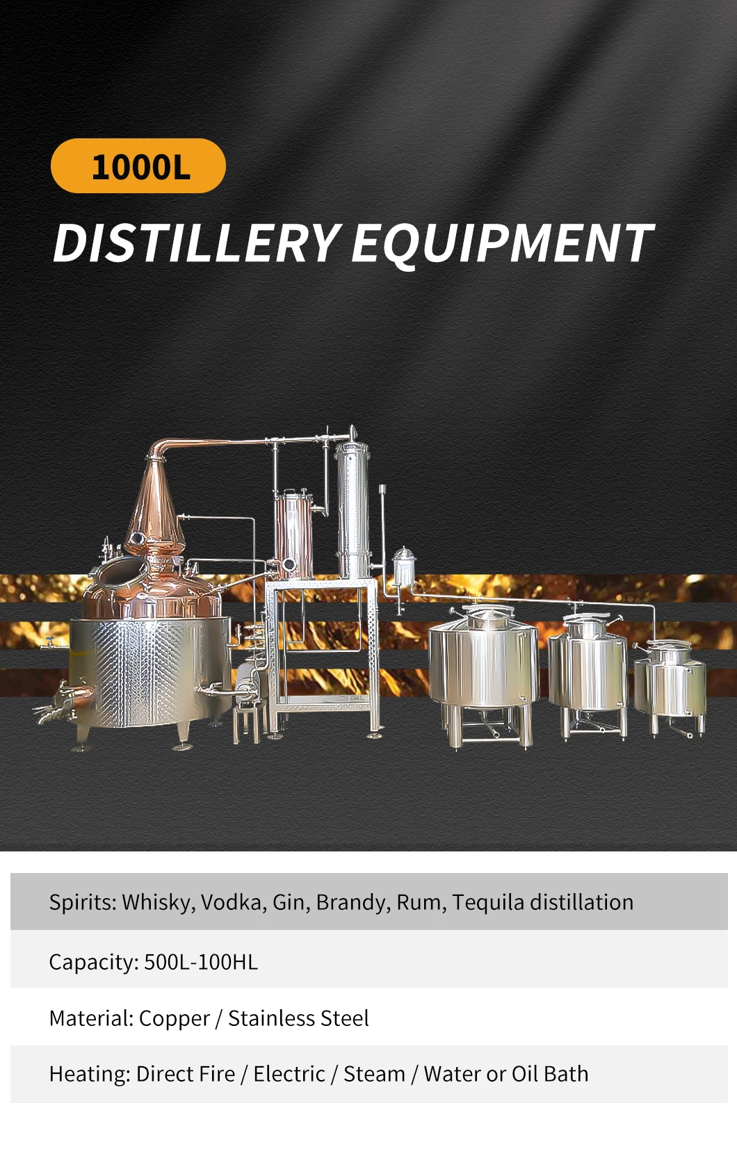 Whisky/ Rum/ Vodka/ Gin/ Brandy/ Soju/ Sake1000L Red Copper Still Pot ...