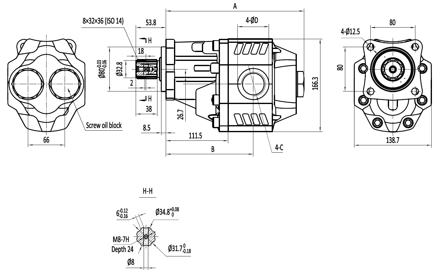 High Pressure KBGH-ISO Serie Oil Hydraulic Gear Pump for Dumper-truck