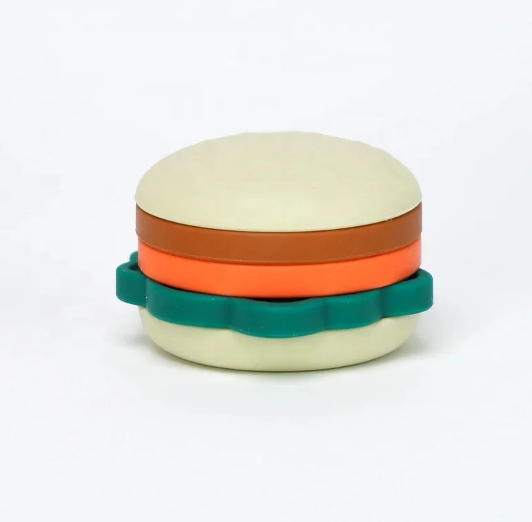 New 2024 Custom Silicone Hamburger Stacker,Pretend Hamburger Teether Play Set Toys - Buy ...