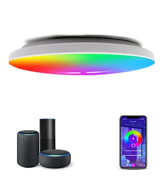 RGB Led Flush Mount Ceiling Light with Remote Control 13Inch 24W 2400LM ...