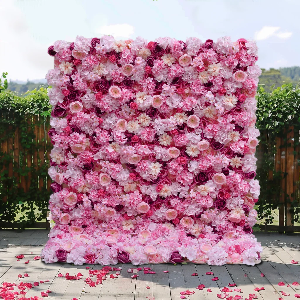 XHHY Rose Flower Wall Backdrop Artificial Flower Wall Panels Floral ...