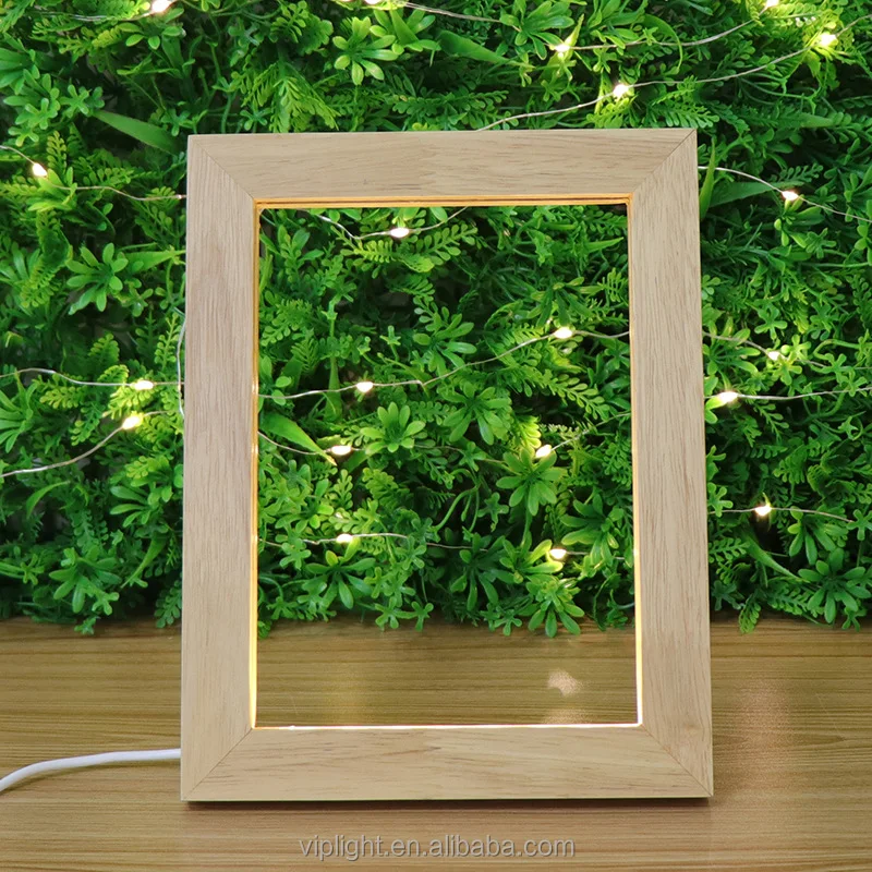 A4 Size Modern Custom Wooden LED Night Lights Rectangle Acrylic Wood ...